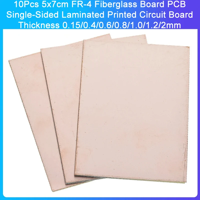10Pcs 5x7cm FR-4 Fiberglass Board PCB Single-Sided Laminated Printed ...