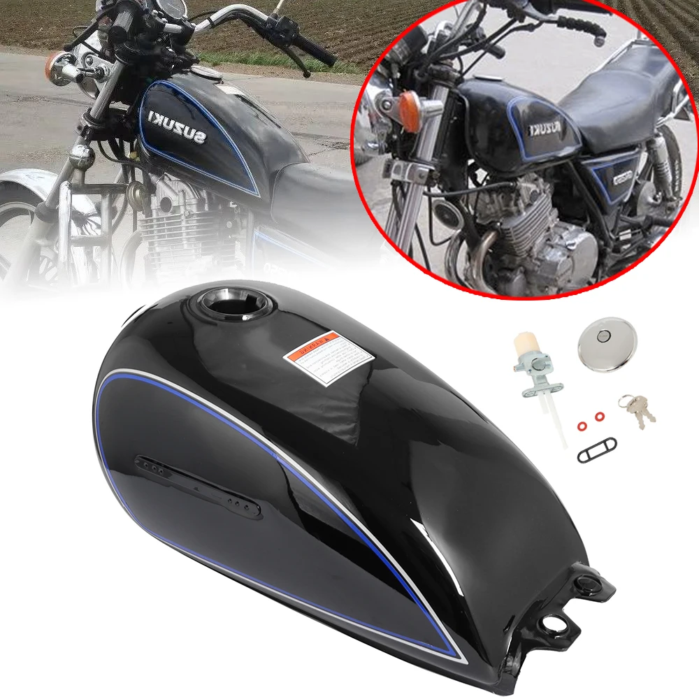 For-Suzuki-GN125-Durable-Vintage-Motorcycle-Fuel-Tank-With-Keys-9L-2 ...