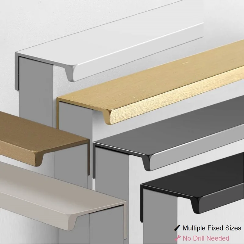 Aluminum Invisible Cabinet Handles Right Angle, Flush Mount Drawer ...