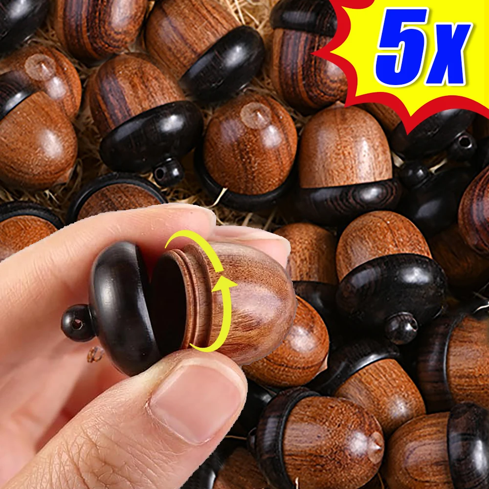 5-1Pcs-Mini-Wood-Acorn-Pendant-Box-Portable-Rescue-Pill-Case-Tablets ...