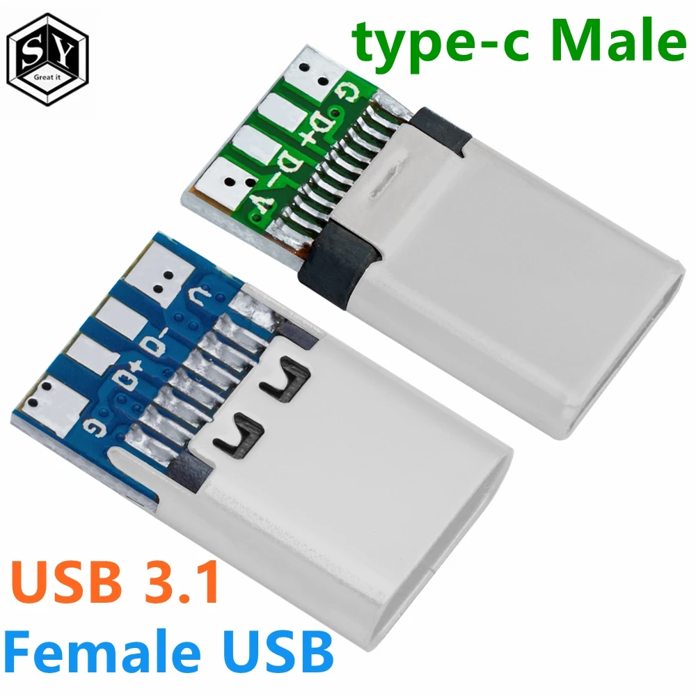 10pcs-USB-3-1-Type-C-Connector-12-24-Pins-Female-Male-Socket-Receptacle ...