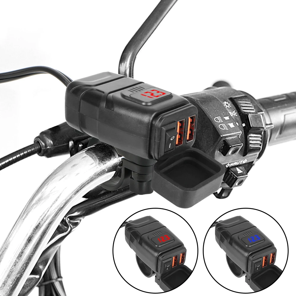 Waterproof-12V-Motorcycle-USB-Chargers-3-0-Power-Adapter-Cover-Holder ...