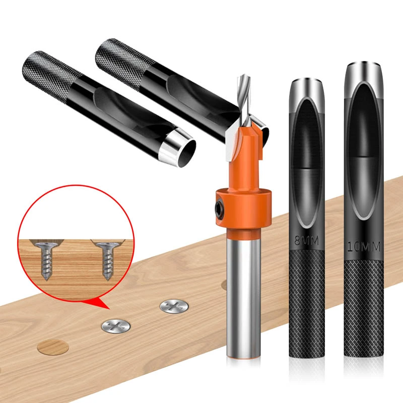10mm Wooden Drill Bits Countersink Punching drill Set Screw Extractor ...