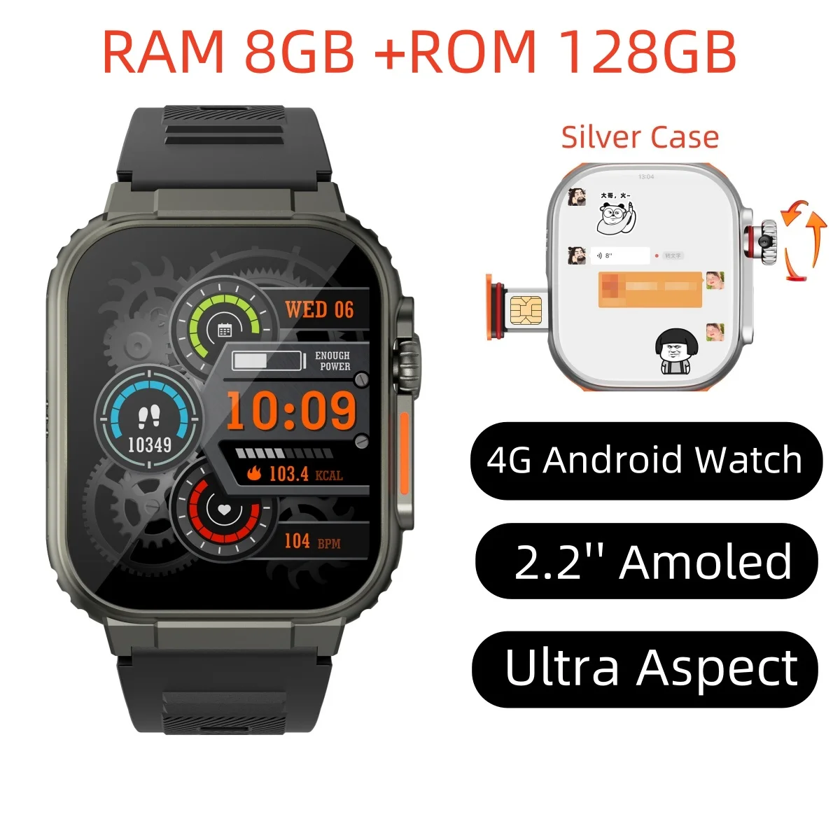 Reloj-inteligente-Android-con-tarjeta-SIM-de-red-4G-dispositivo-con-c ...