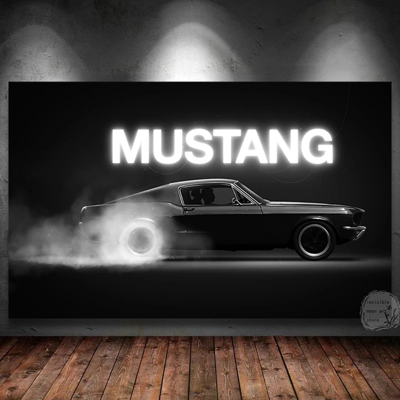 Ford Mustang Shelby Gt500-3 – Affiche De Voiture Musclée De Fumée Noire ...