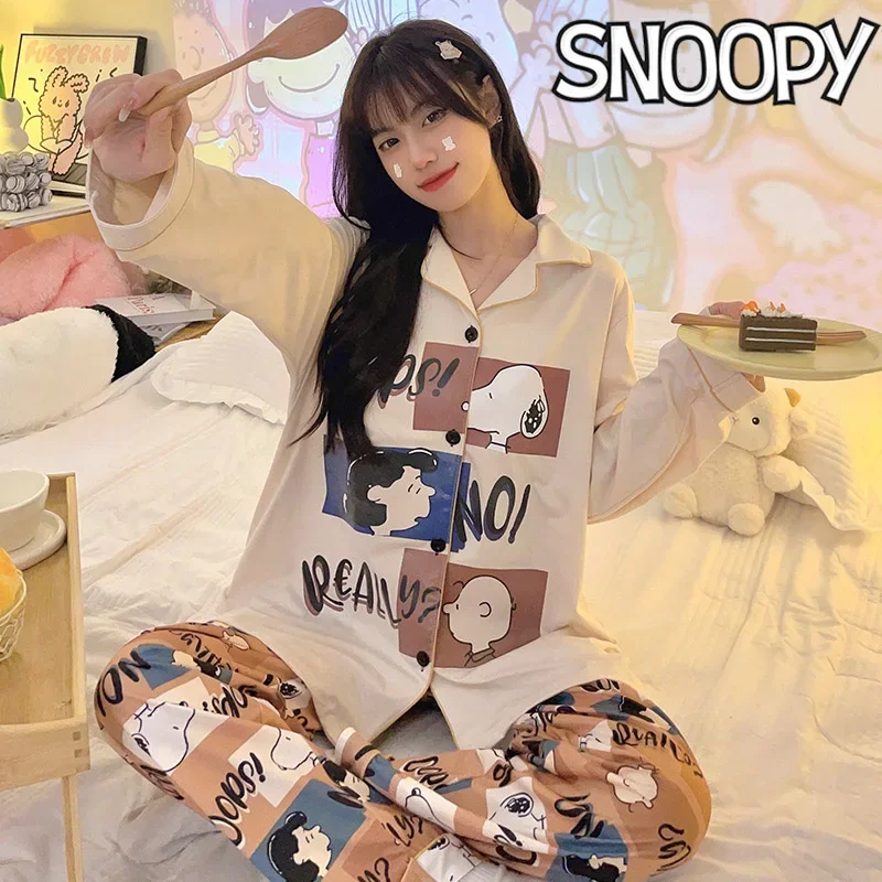 Snoopy-Pajamas-Women-Sleepwear-Nightclothes-Cute-Cartoon-Spring-XXL ...