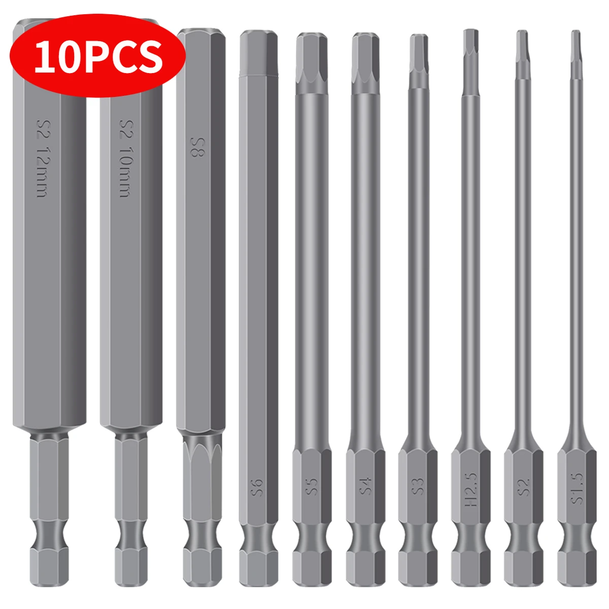 10pcs-Hex-Head-Allen-Wrench-Drill-Bits-Set-100mm-Multiple-Size-Allen ...