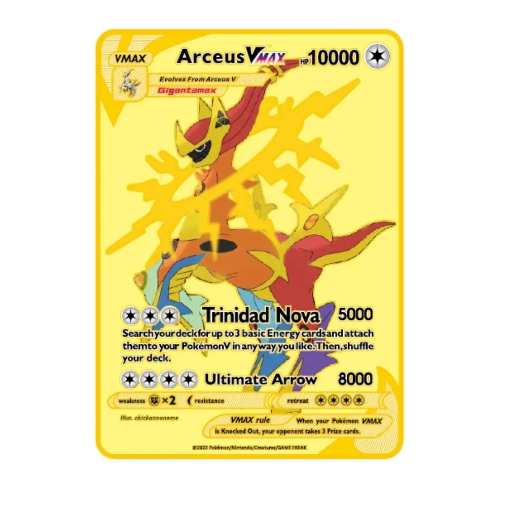 10000HP Arceus Vmax DIY Golden Cards in English Iron Metal Pokmo ...