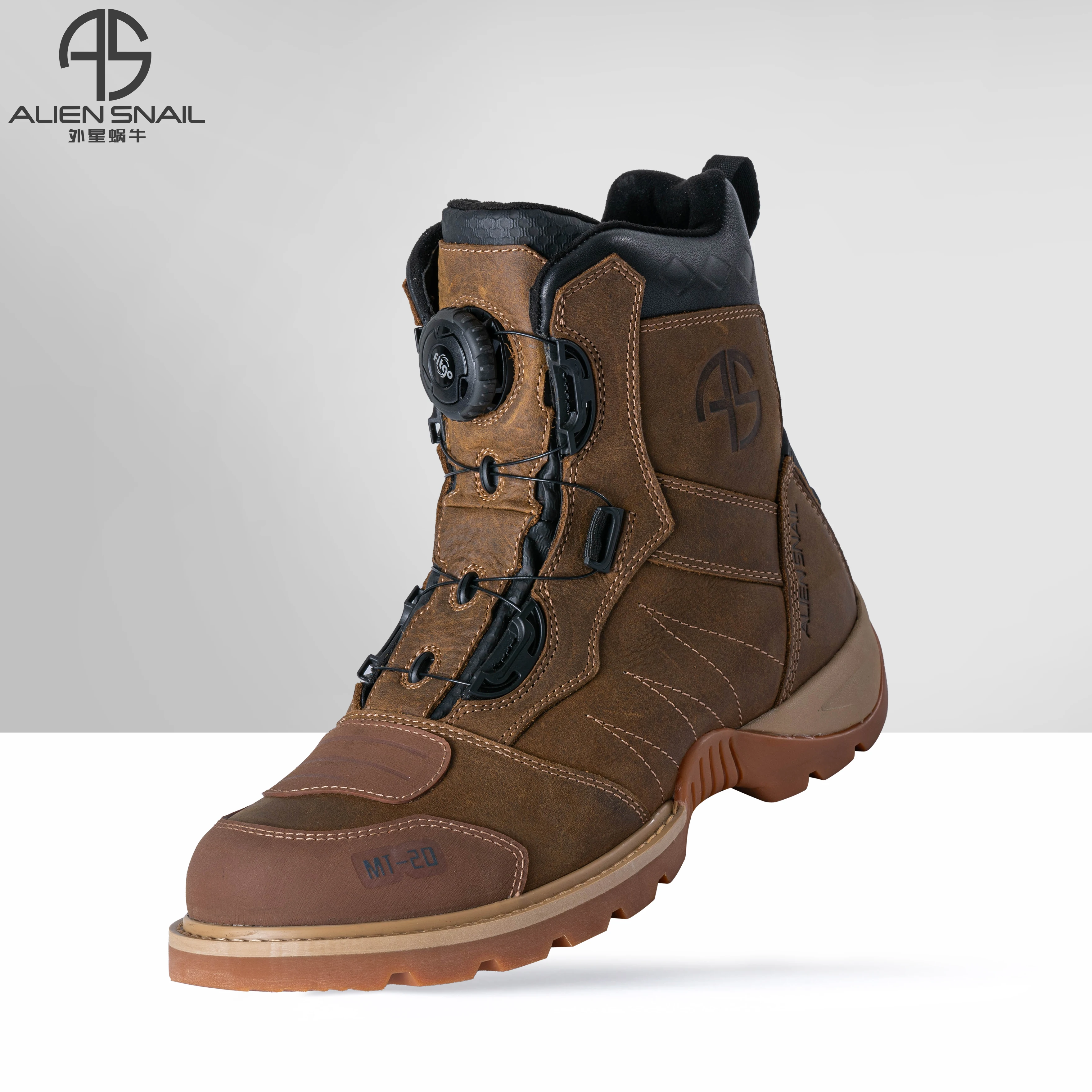 ALIEN SNAIL Botas de motocicleta de cuero genuino para hombre y mujer ...