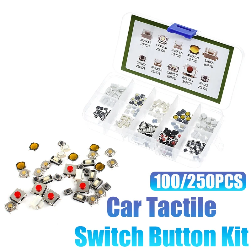 100-250PCS-10-Type-Car-Tactile-Push-Button-Switch-Kit-Car-Remote ...