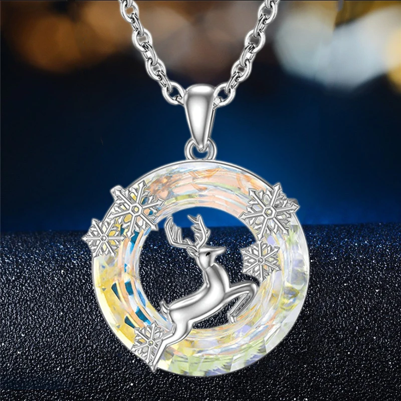 Exquisite-Fashion-Elk-Necklace-Cute-Crystal-Deer-Animal-Pendant ...