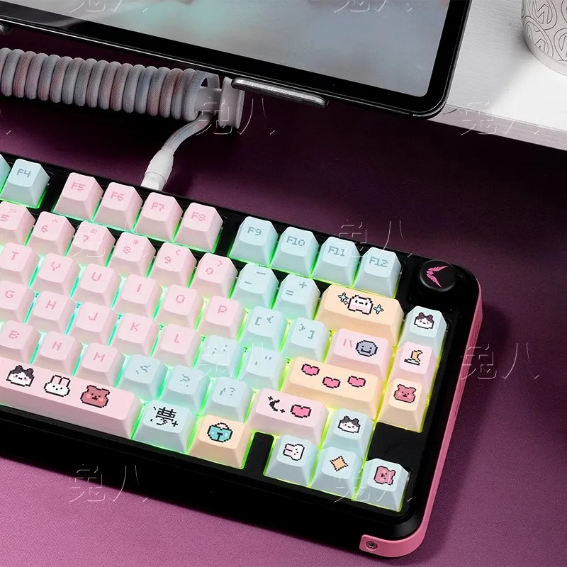 Original Pixel Animals Theme Keycap Set Cartoon Cherry Profile PBT ...