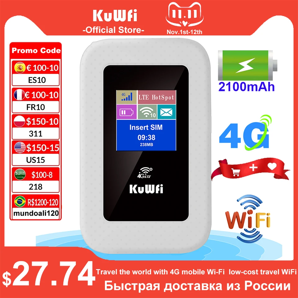 New KuWFi 4G Portable Router 150Mbps Mobile Hotspot Router Mini 4G LTE ...