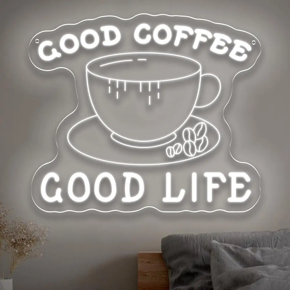 Bon café bonne vie enseigne au néon LED Dimmable Cofe néon pour café ...