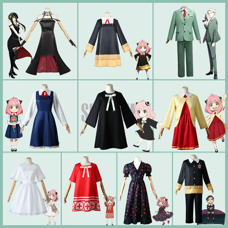 Anime Spy X Family Cos Clothes Princess Anya Forger Loid Yor Forger ...