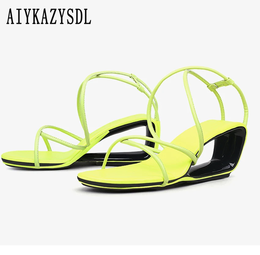 Women-s-Sandals-Beach-Slippers-2023-New-Fashion-Neon-Green-Sandals ...