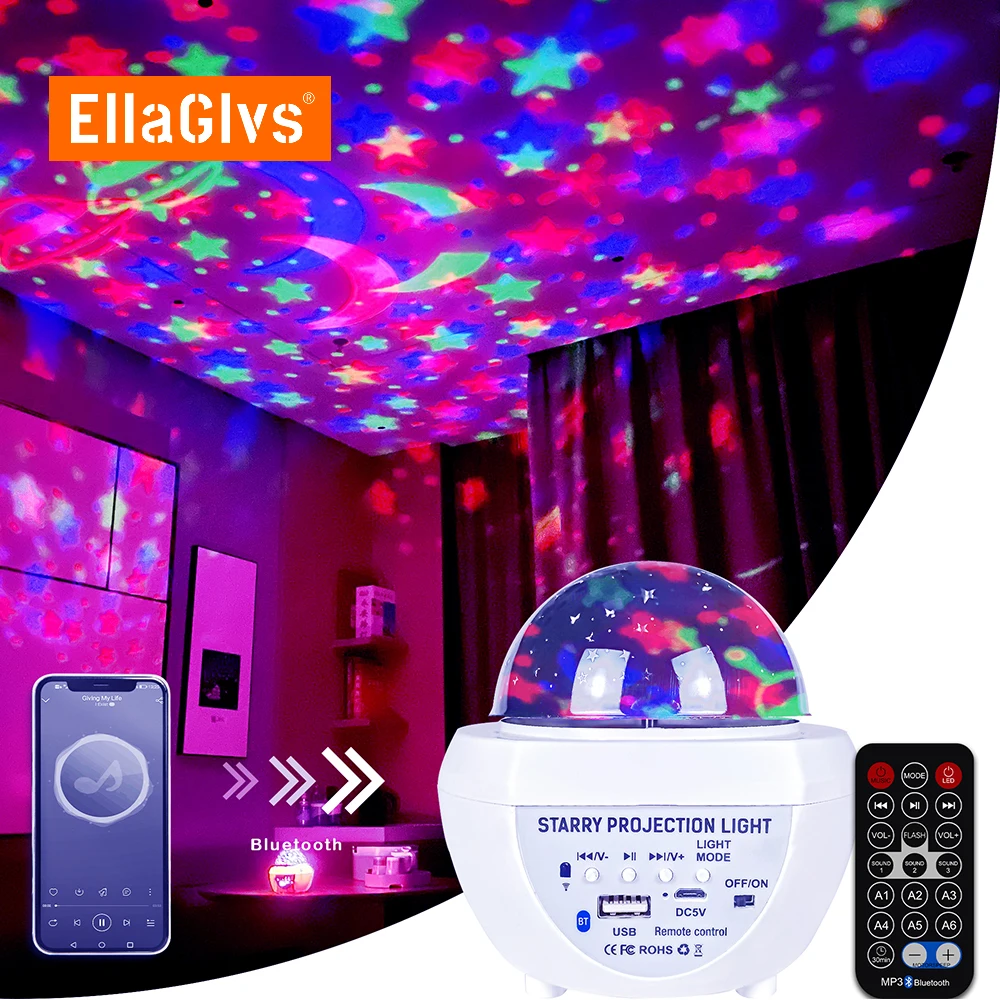 Led Star Light Projector Night Lights Rotating Star Moon Projection ...
