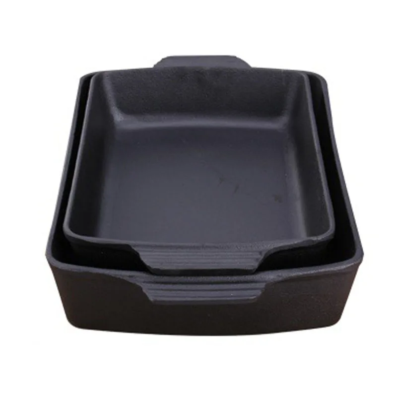 33cm-38cm-Cast-Iron-Fish-Plate-Rectangular-Grill-Pan-Barbecue-Plate ...