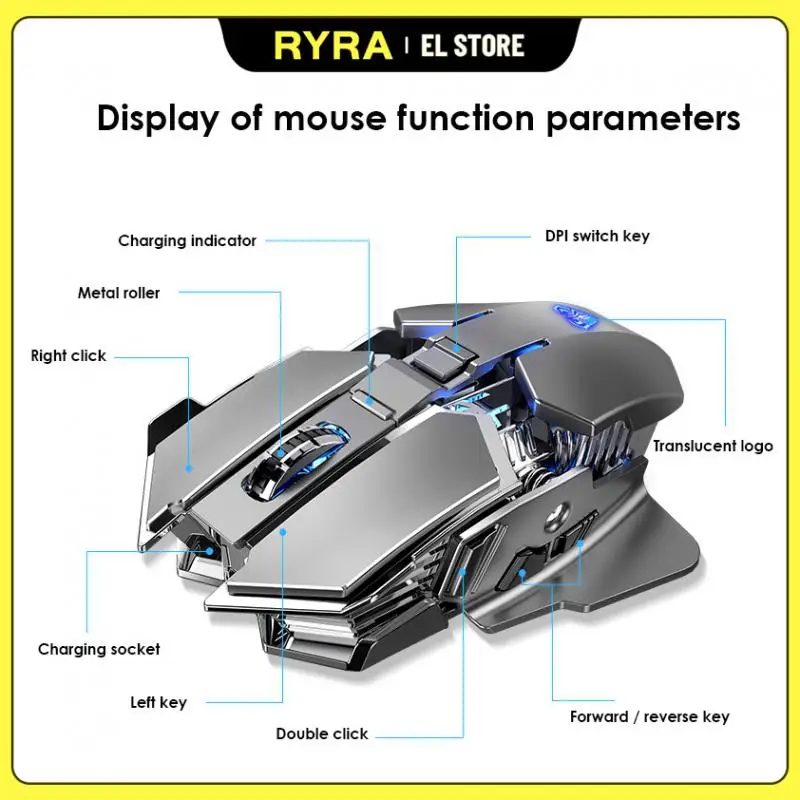 RYRA-Metal-Wireless-Mouse-1600-DPI-Rechargeable-Photoelectric-2-4GHz-7 ...