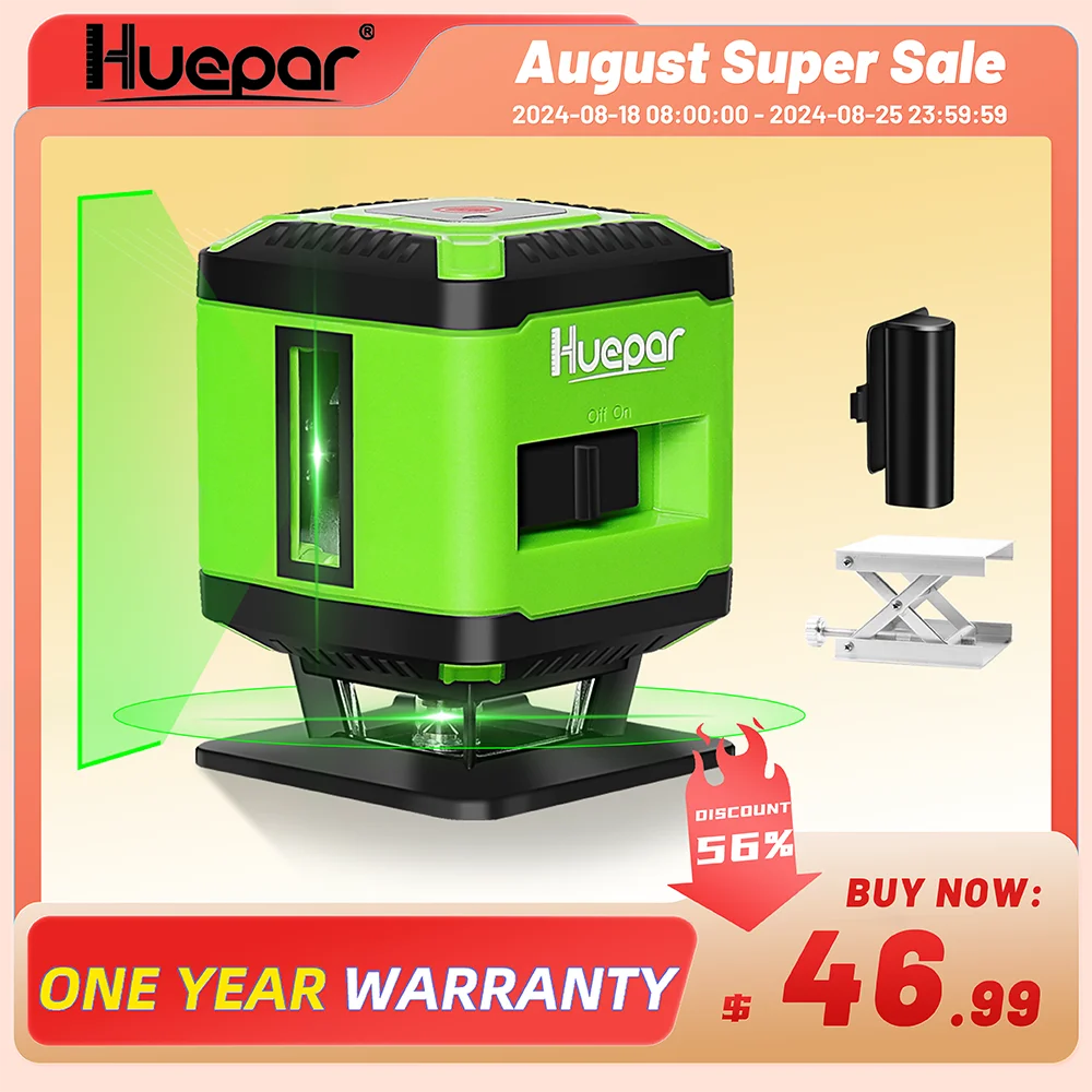 Huepar-Green-Beam-Floor-Laser-Level-360-Self-Leveling-Cross-Line-Laser ...