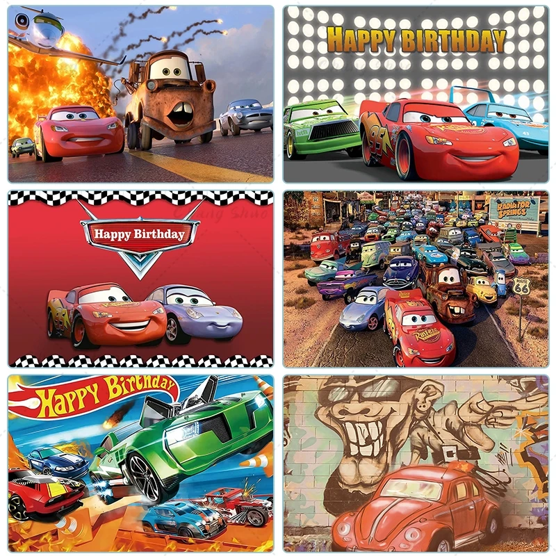 Cars-Backdrop-Kids-Birthday-Party-Cake-Table-Decorations-Photography ...