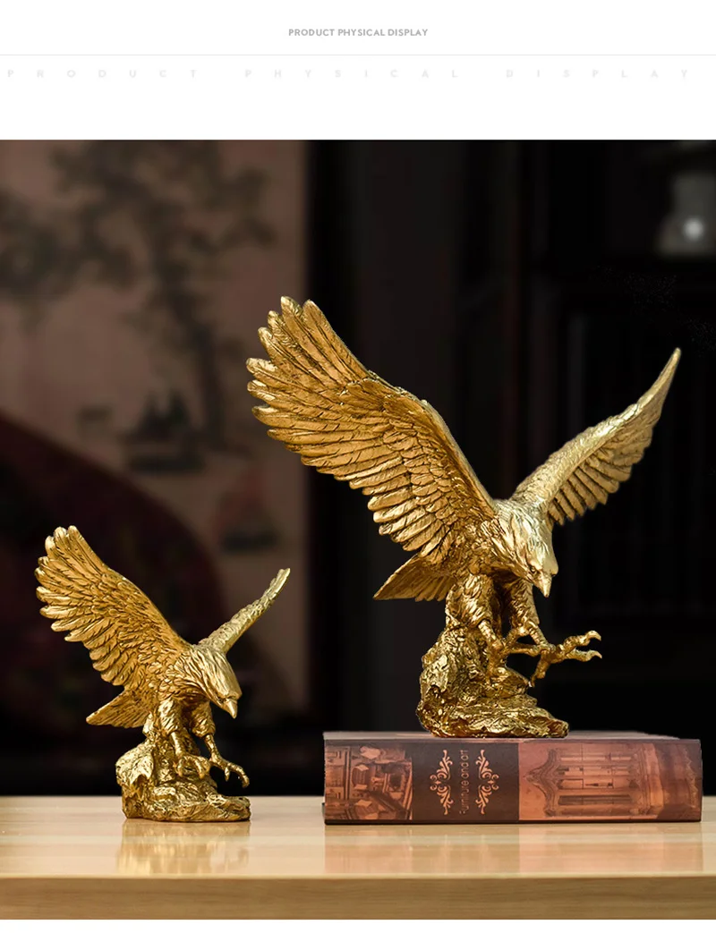 Resin Golden Eagle Animal Figurines Hawk Statue Craft Decor - Cutegiftie