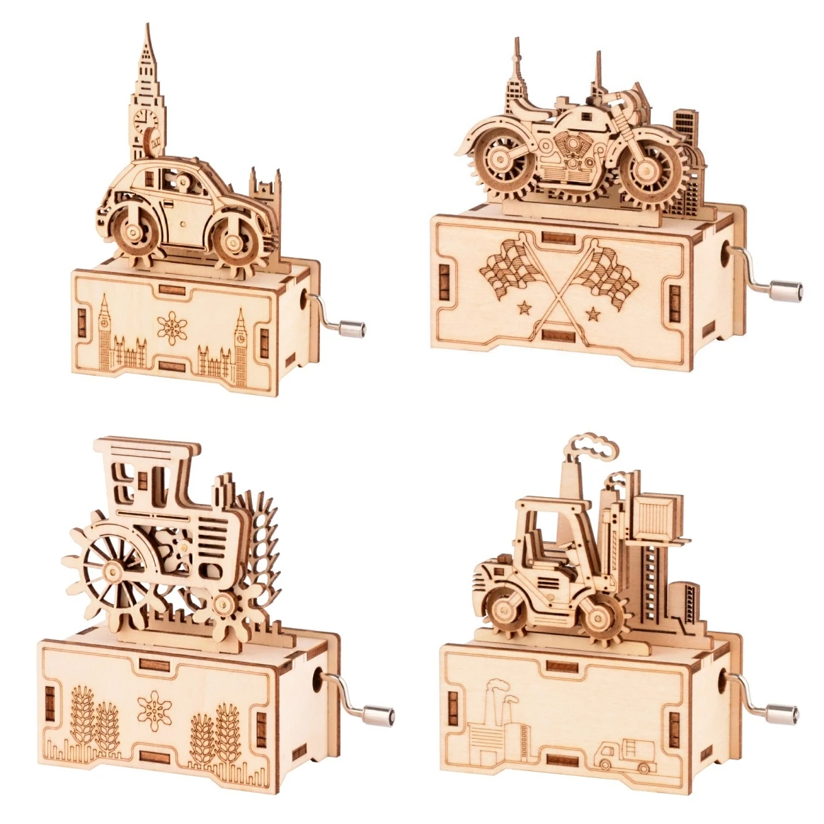 Music-Box-Puzzle-Handmade-Wooden-Puzzle-Motorcycle-Car-Truck-Toy-for ...