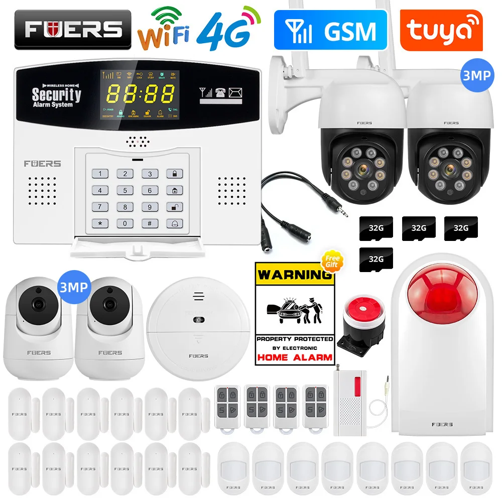 Fuers 4G GSM WIFI Tuya Smart Alarm System Wireless Burglar W214 Smart ...