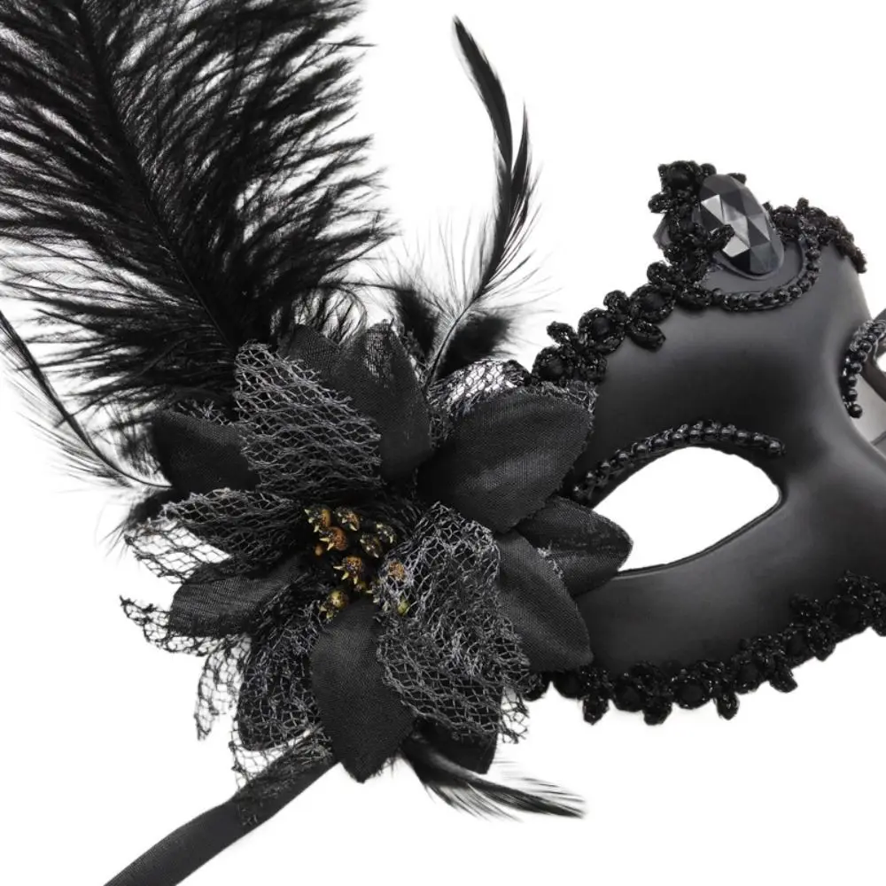 Flower-Feather-Venetian-Mask-Exquisite-Bead-Lace-Flower-Masquerade-Mask ...