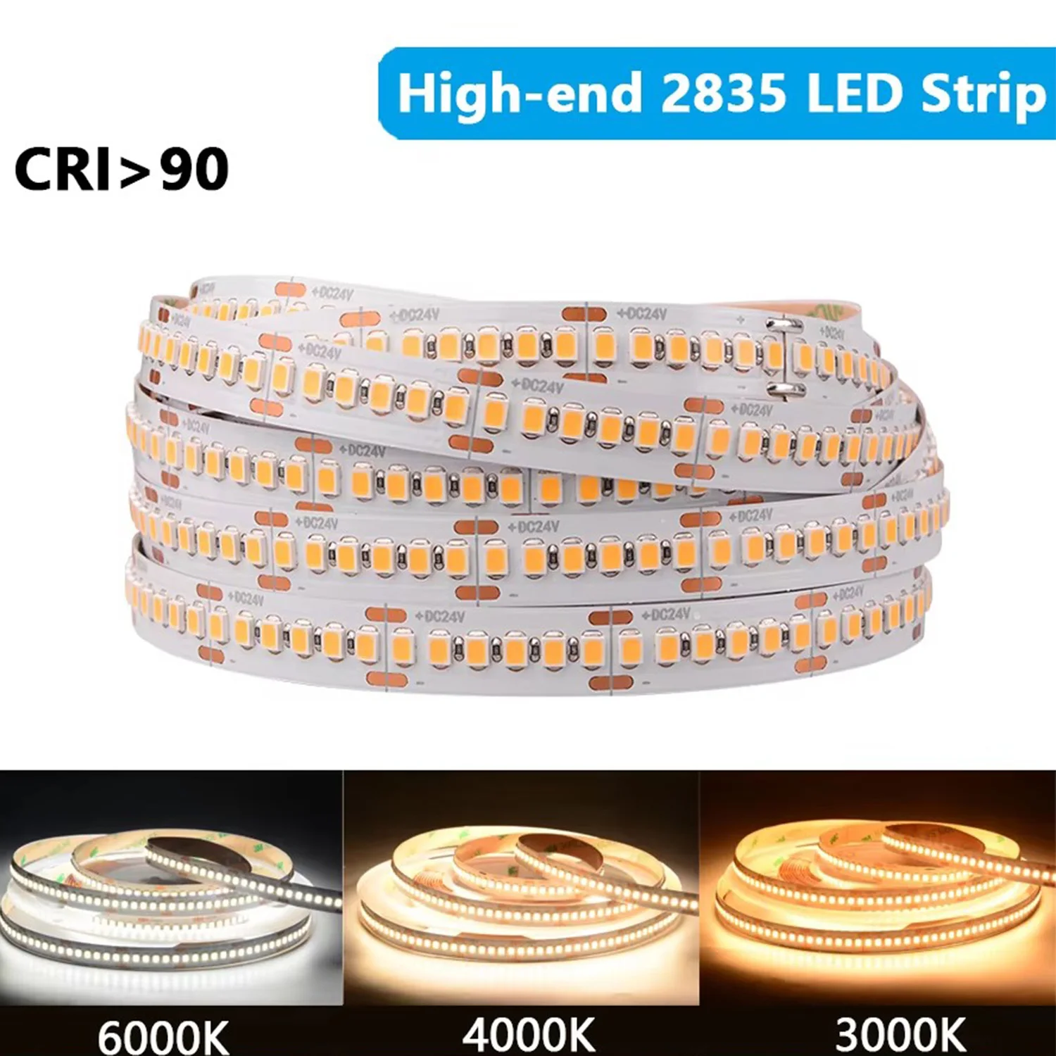 DC12V 24V 2835 LED Strip Light 60/120/240 LEDs/m 16.4ft Flexible Ribbon ...