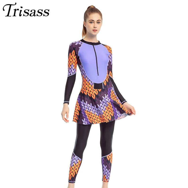 Trisass-2022-New-Women-Plus-Size-One-Piece-Skirt-Swimsuit-Sport ...