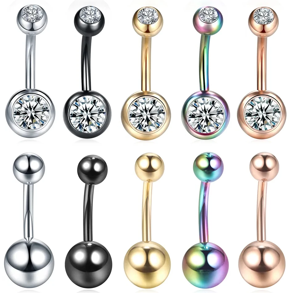 10Pcs-lot-Stainless-Steel-Belly-Piercing-Ring-Double-Round-Crystal-Belly-Button-Rings-Navel-Ring ...