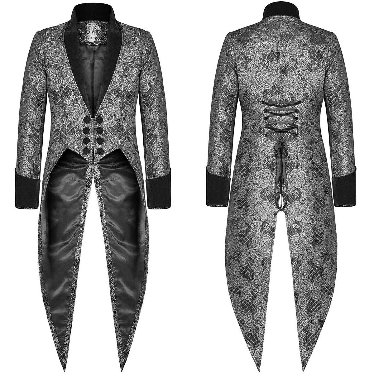 Chaqueta-g-tica-Punk-Rave-para-hombre-abrigo-negro-brocado-Steampunk ...
