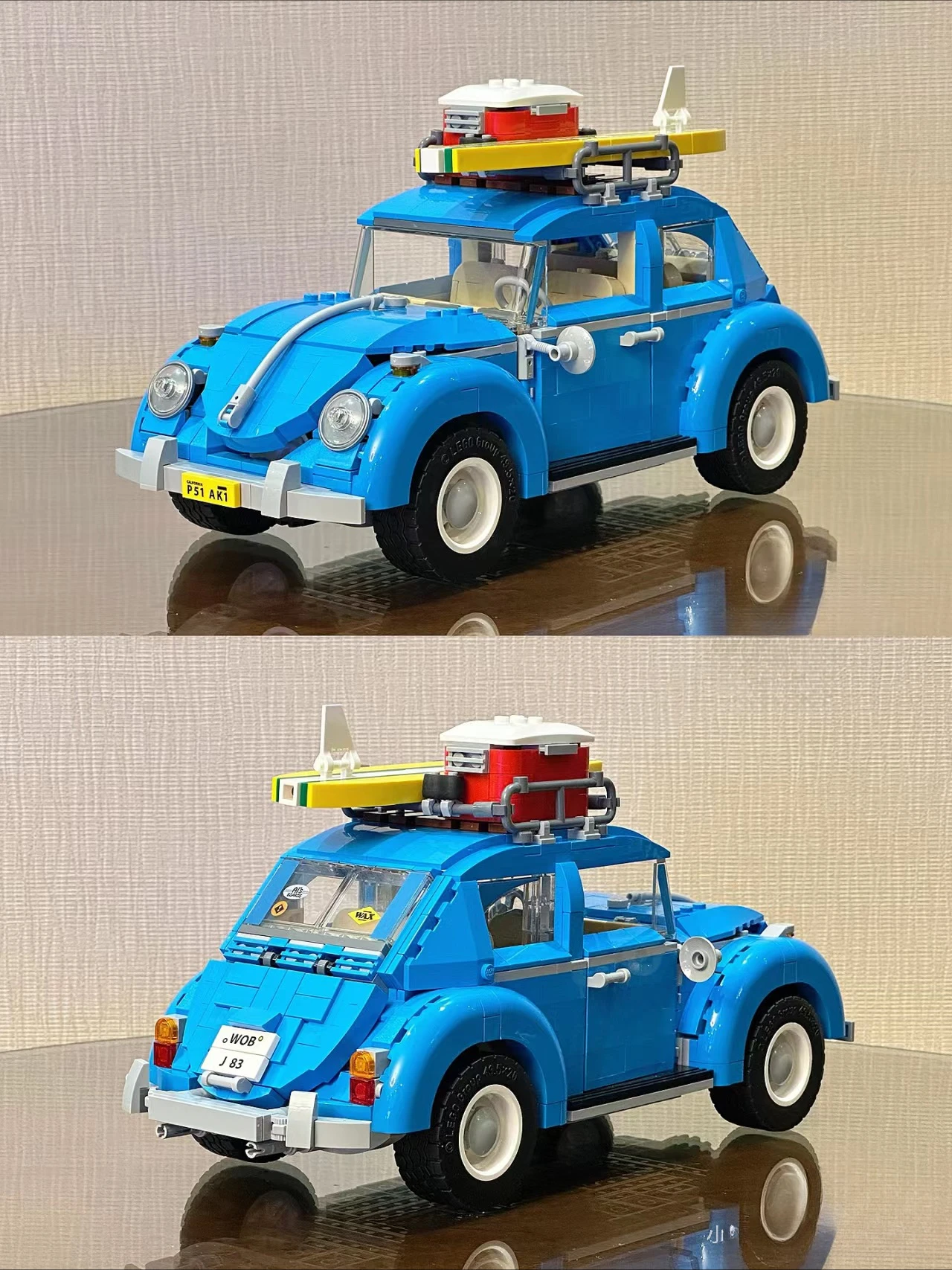 Compatible 10252 Technical Blue Beetle Camper Car Building Blocks Model ...