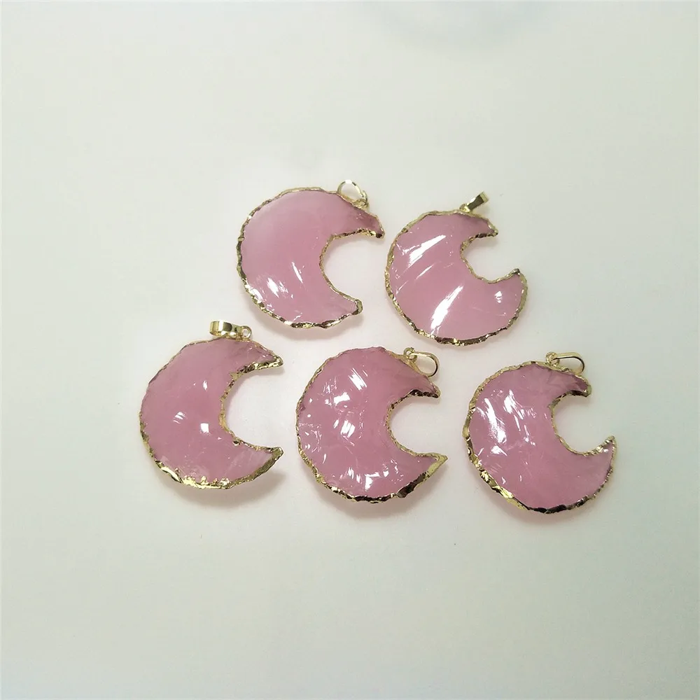 1-Pcs-Artificial-Crystal-Pendant-18k-Pink-Half-Moon-Shaped-Jewelry ...