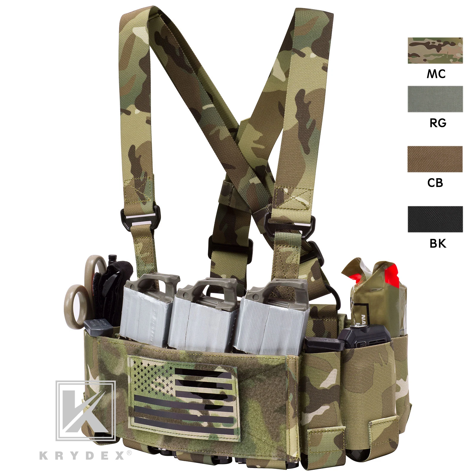 KRYDEX Tactical 556 Ready Chest Rig Concealed Carry Low Vis Elastic ...