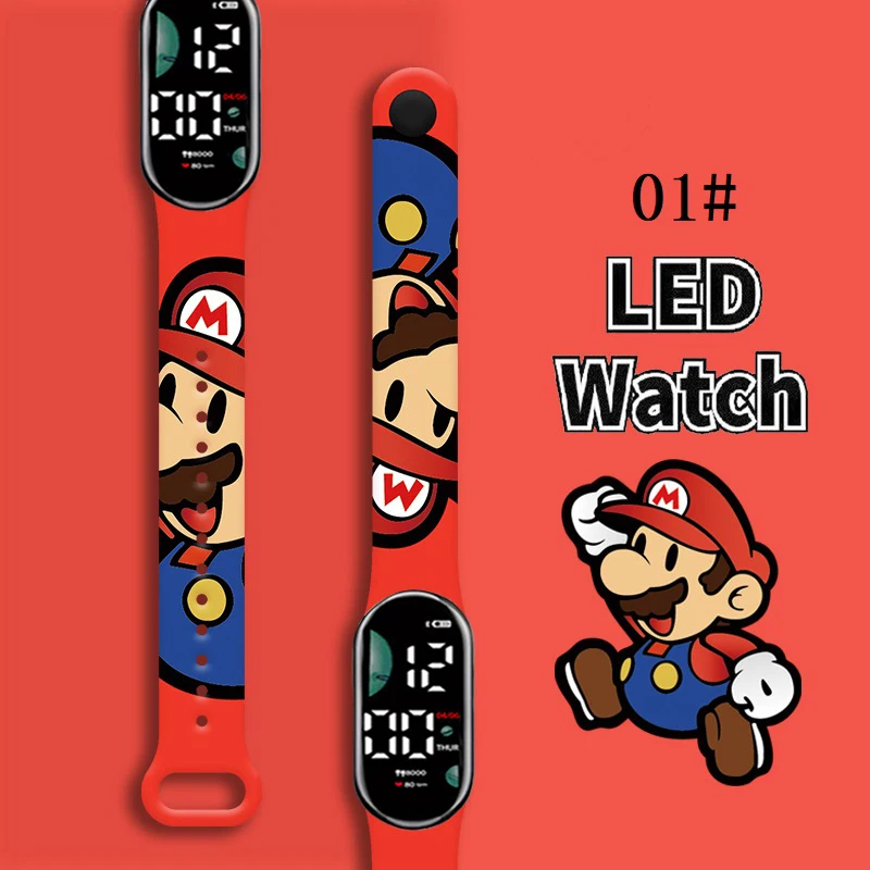 Relojes-de-Super-Mario-Bros-para-ni-os-reloj-de-pulsera-luminoso-de ...