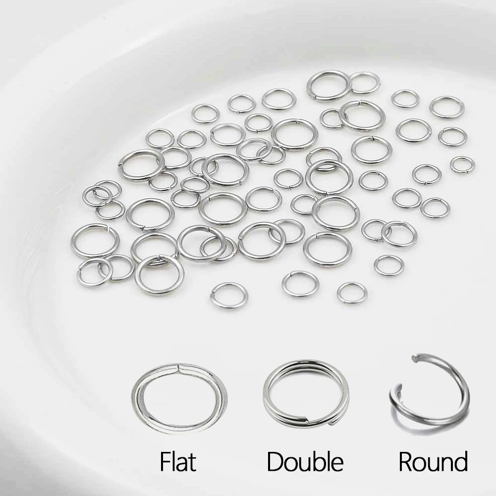 Stainless steel jump ring closure-ring Flat Round double-ringed shape ...