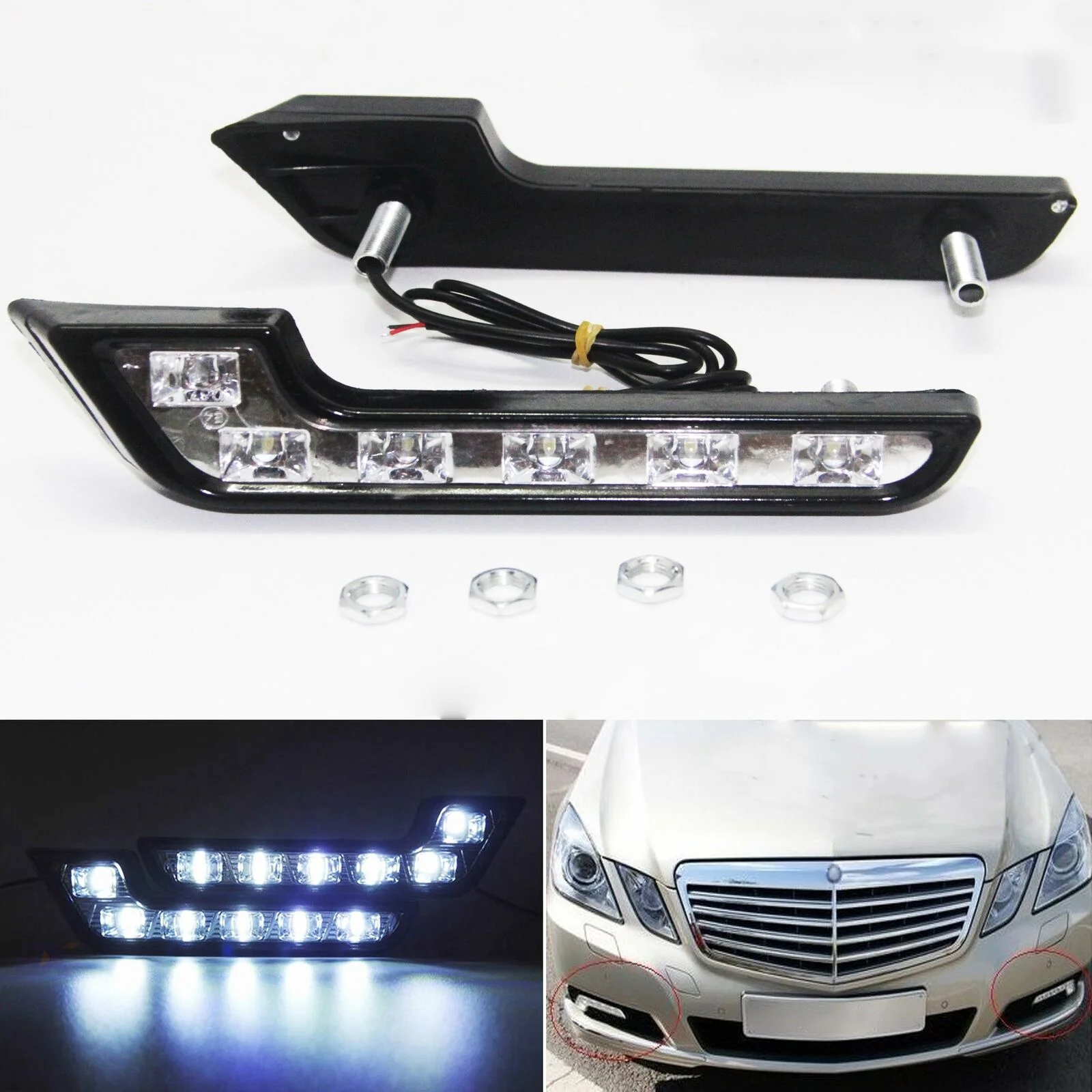 2PCS-Daytime-Running-12V-6-LED-Lights-L-Shaped-Driving-Lamp-Daytime ...