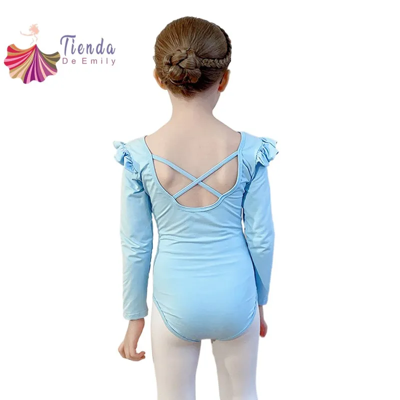 Girls-Ballet-Leotards-Long-Sleeve-Cotton-Autumn-Winter-Practice-Clothes ...