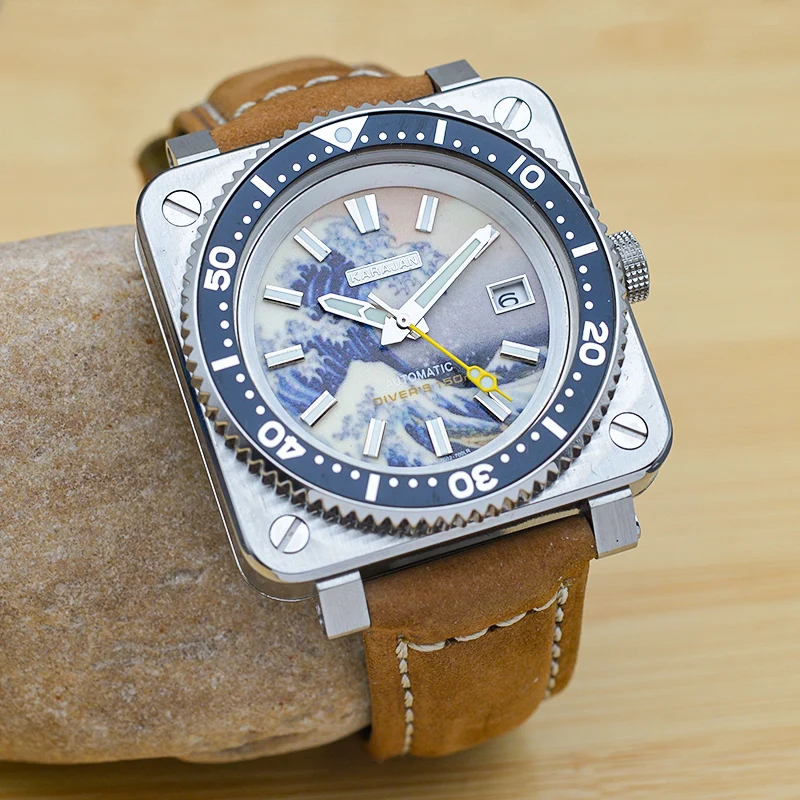 Sea-Wave-Dial-Stainless-Steel-New-Square-Watch-20ATM-Diver-Watch-NH36 ...