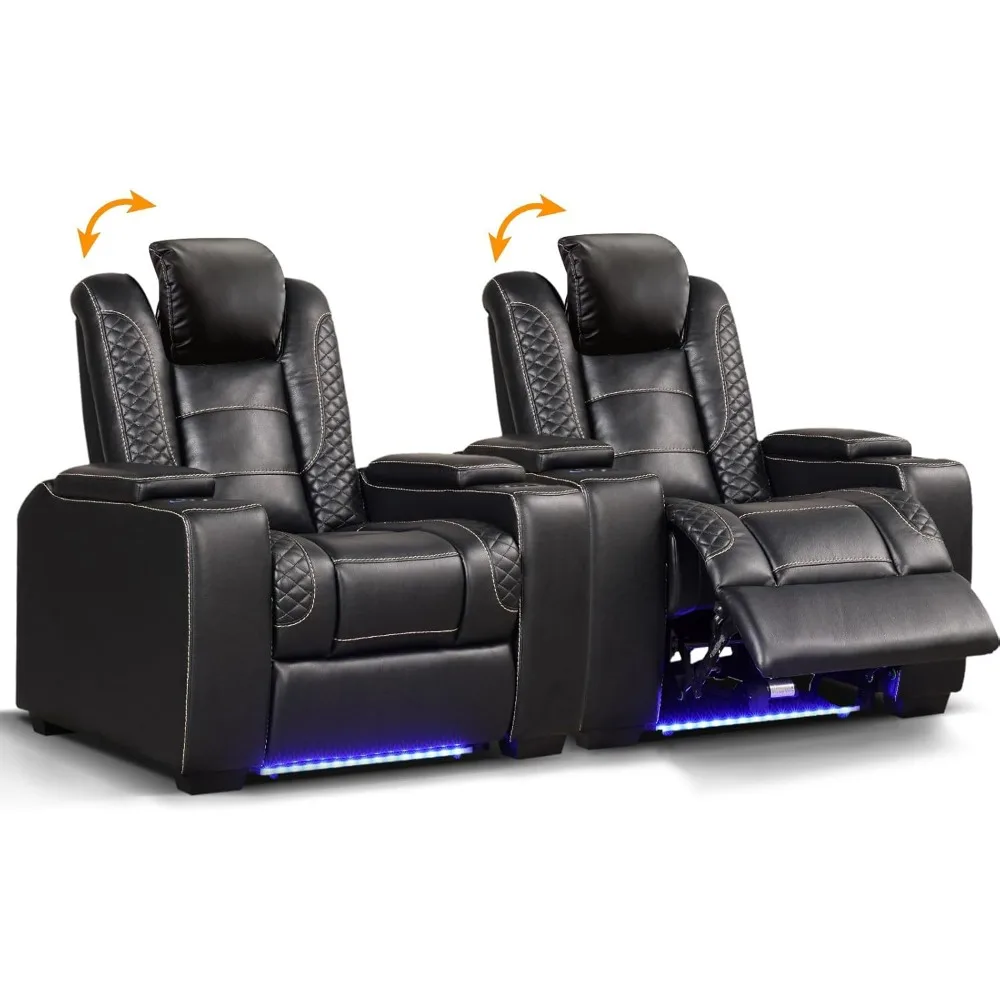 PU-Leather-Electric-Recliner-Chair-with-Powered-Headrest-LED-Lights-USB ...