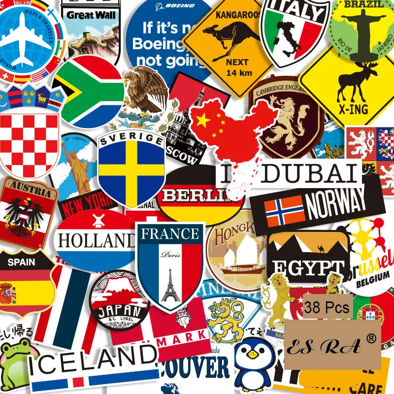 38Pcs-Set-Luggage-Stickers-Set-Countries-Cities-Travel-Pegatinas-Toys ...