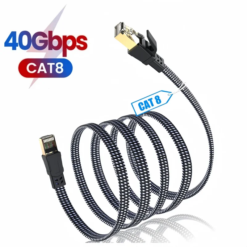 MIZIQIER long CAT 8 Flat Network Internet Cable 40Gbps SFTP RJ45 LAN ...