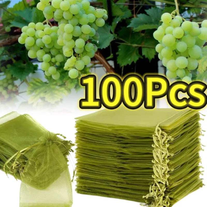 1-100PCS Grapes Fruit Protection Bags Anti-Bird Netting Mesh Garden Bag ...