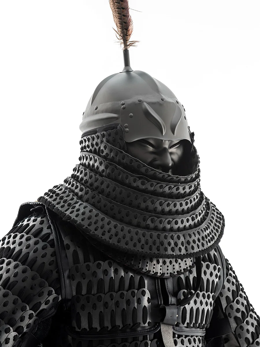 Dark-Black-Iron-Face-Armor-Mask-Neck-brace-Throat-protection-Chinese ...