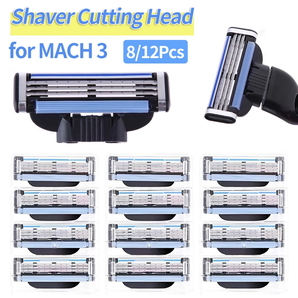 8-12Pcs-Shaver-Cutting-Head-for-MACH-3-for-Men-Stainless-Steel-Blade ...