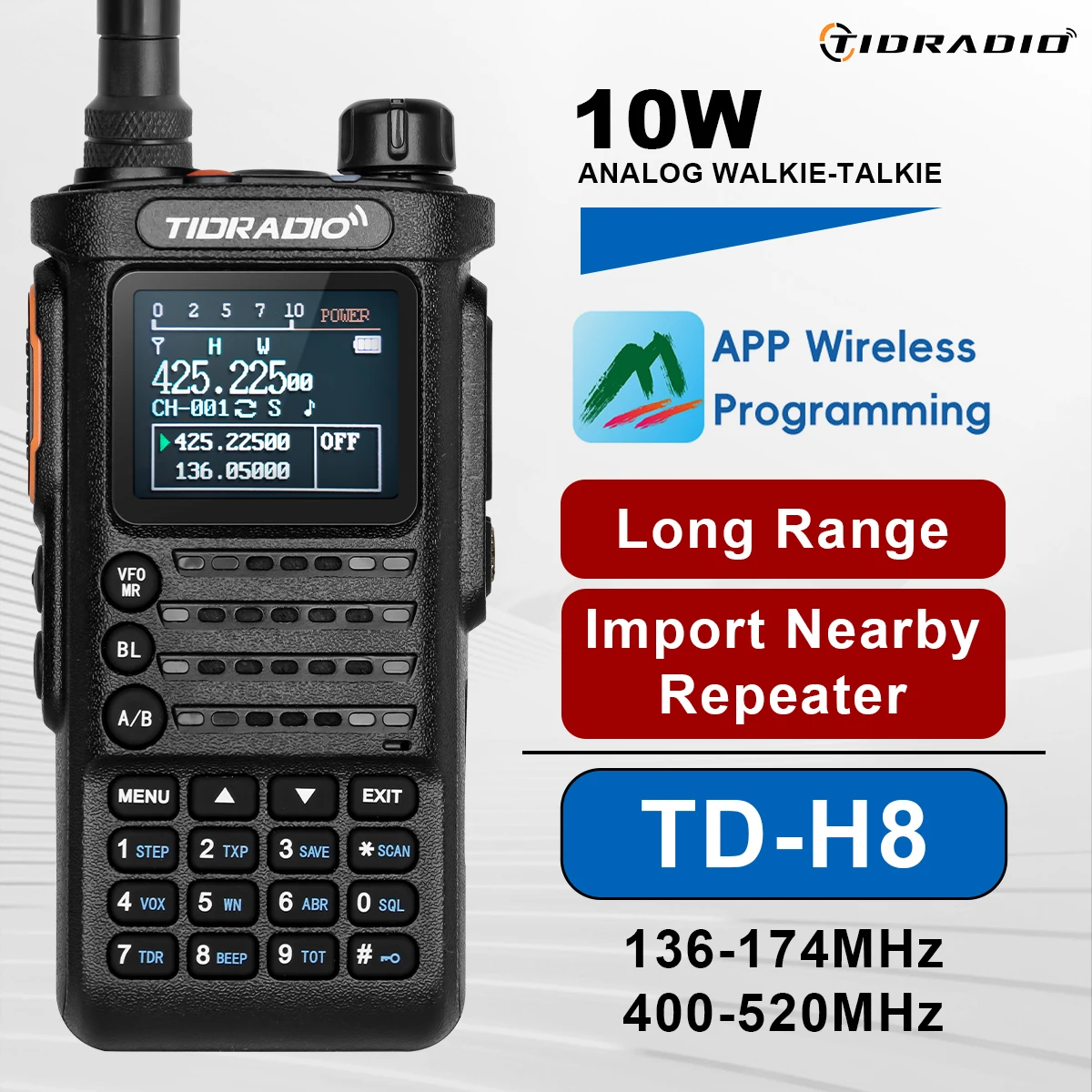 2nd-Gen-TIDRADIO-TD-H8-10W-Walkie-Talkie-Long-Range-Connection-Phone-APP-Wireless-Programming ...