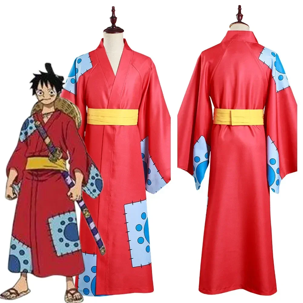 Monkey D Luffy Wano Country Arc Cosplay Kostuum Hoed Kimono Yukata ...