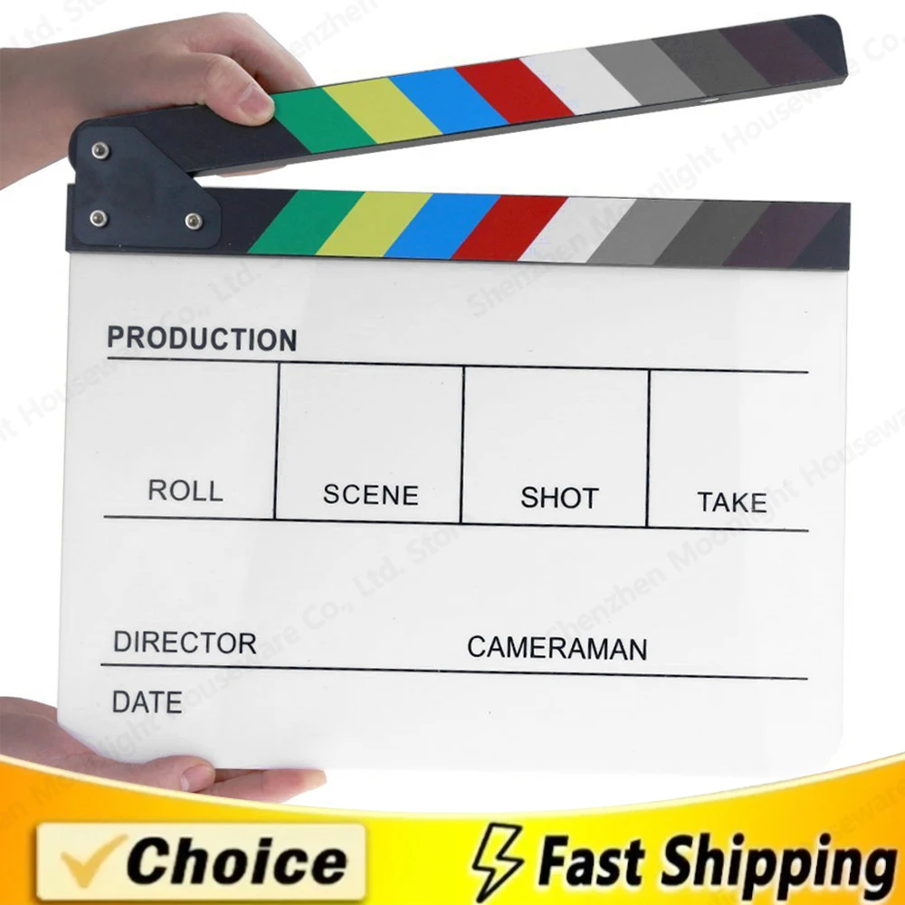 Andoer Acrylic Clapboard Dry Erase for TV Film Movie Director Cut ...
